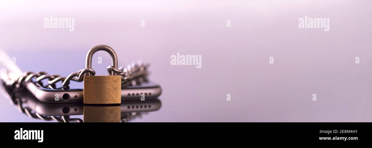 Modern smartphone with a lock. Data protection. Mobile phone security ...