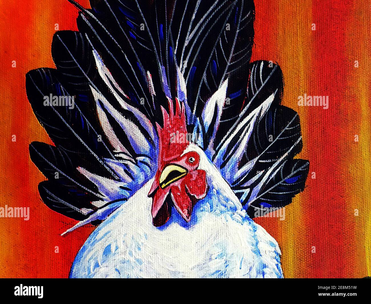 Art painting oil color , chicken, cock, hen,chick , paint brushes ...