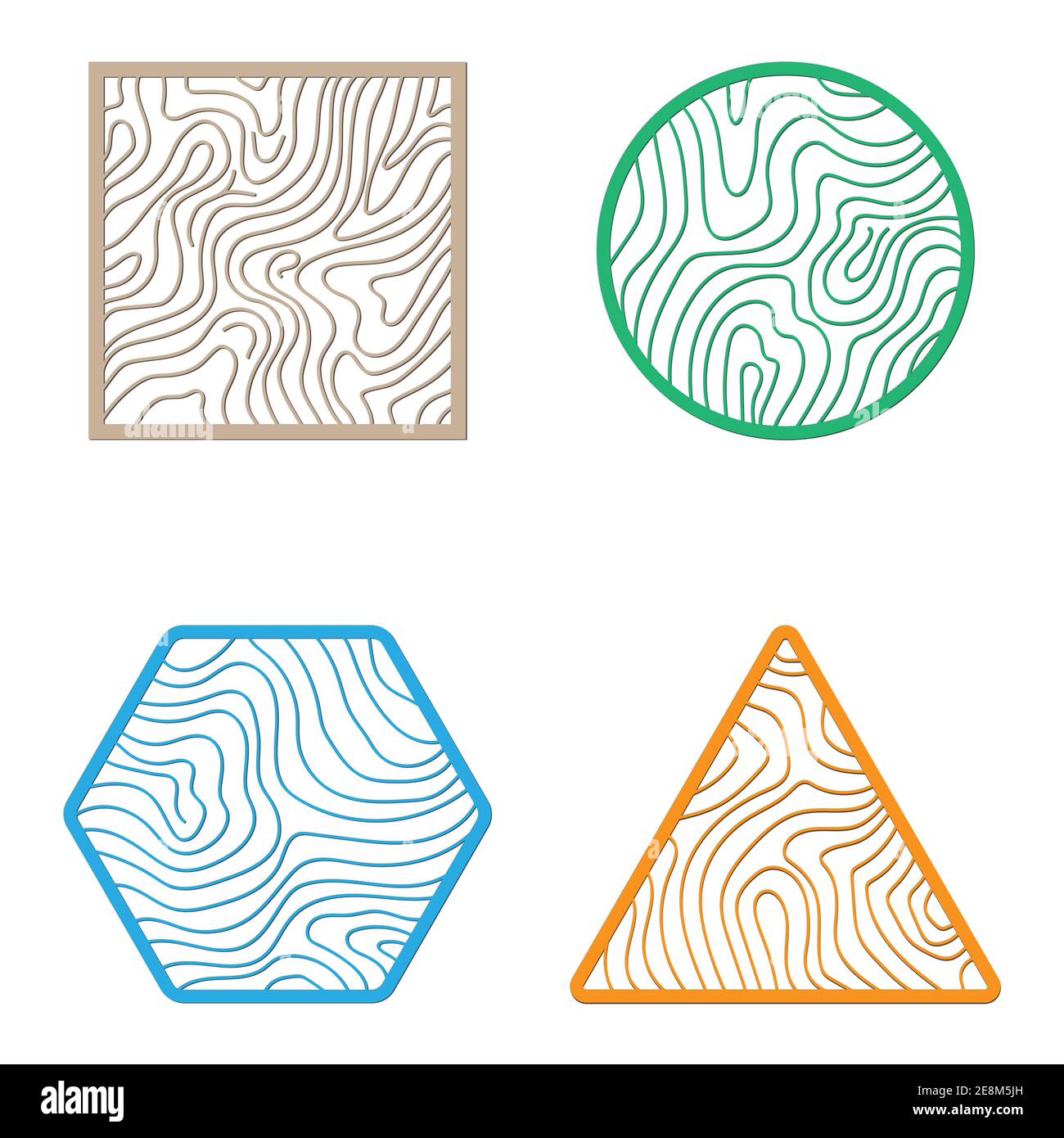 set of panels of different shapes for decorative surface decoration ...