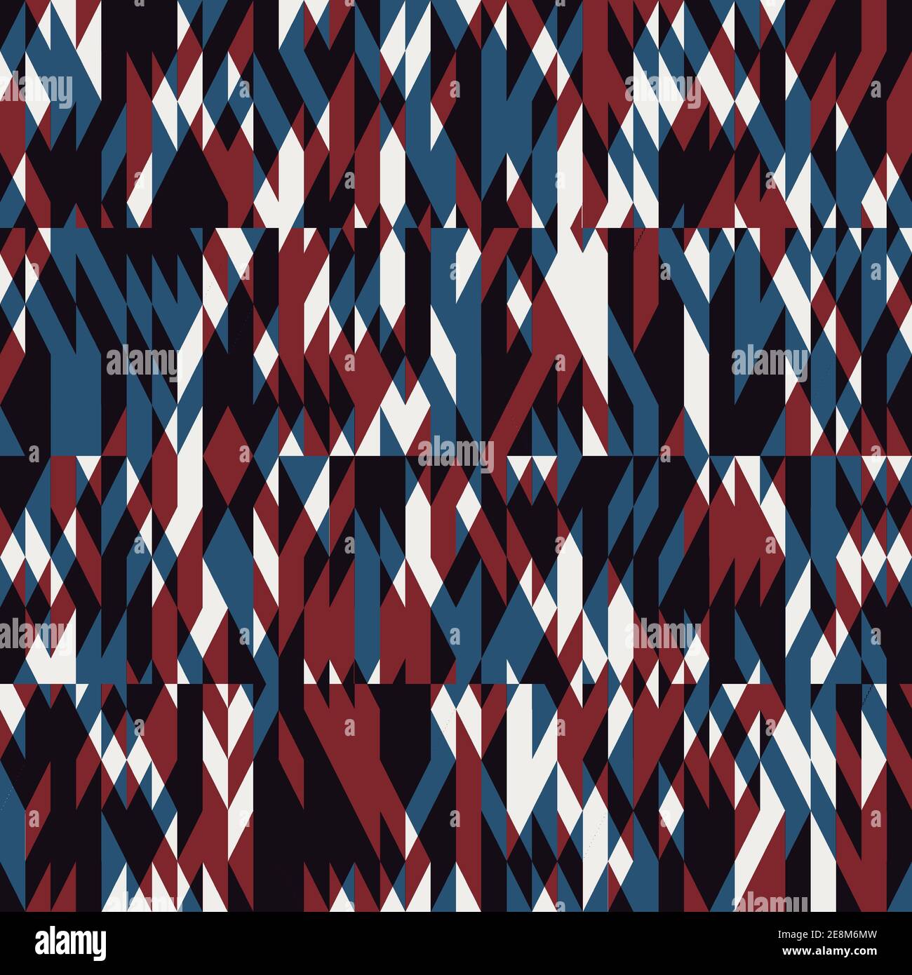 Seamless geo pattern in red blue black white Stock Photo - Alamy