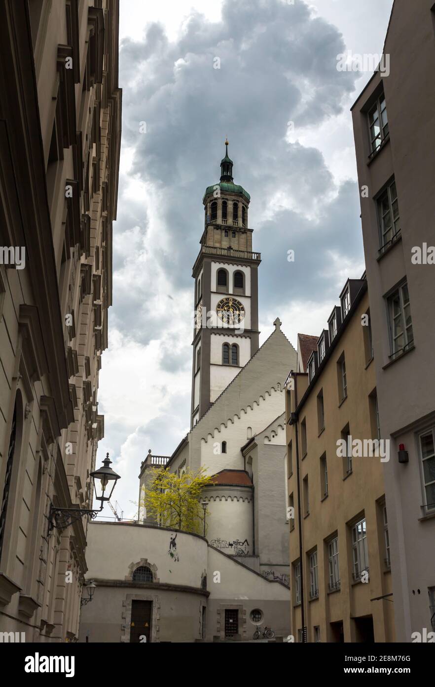 Town hall square with town hall and perlachturm hi-res stock ...