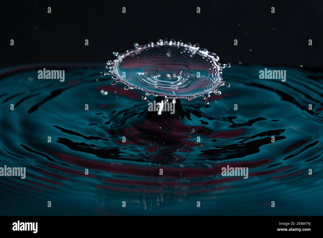 High resolution macro photograph of a colorful water drop splashing ...