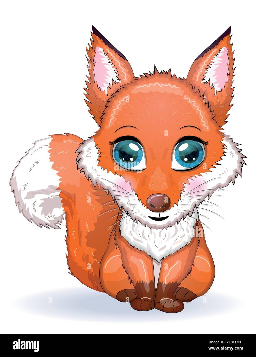 Cute Cartoon Fox with flowers on a white background Stock Vector Image ...