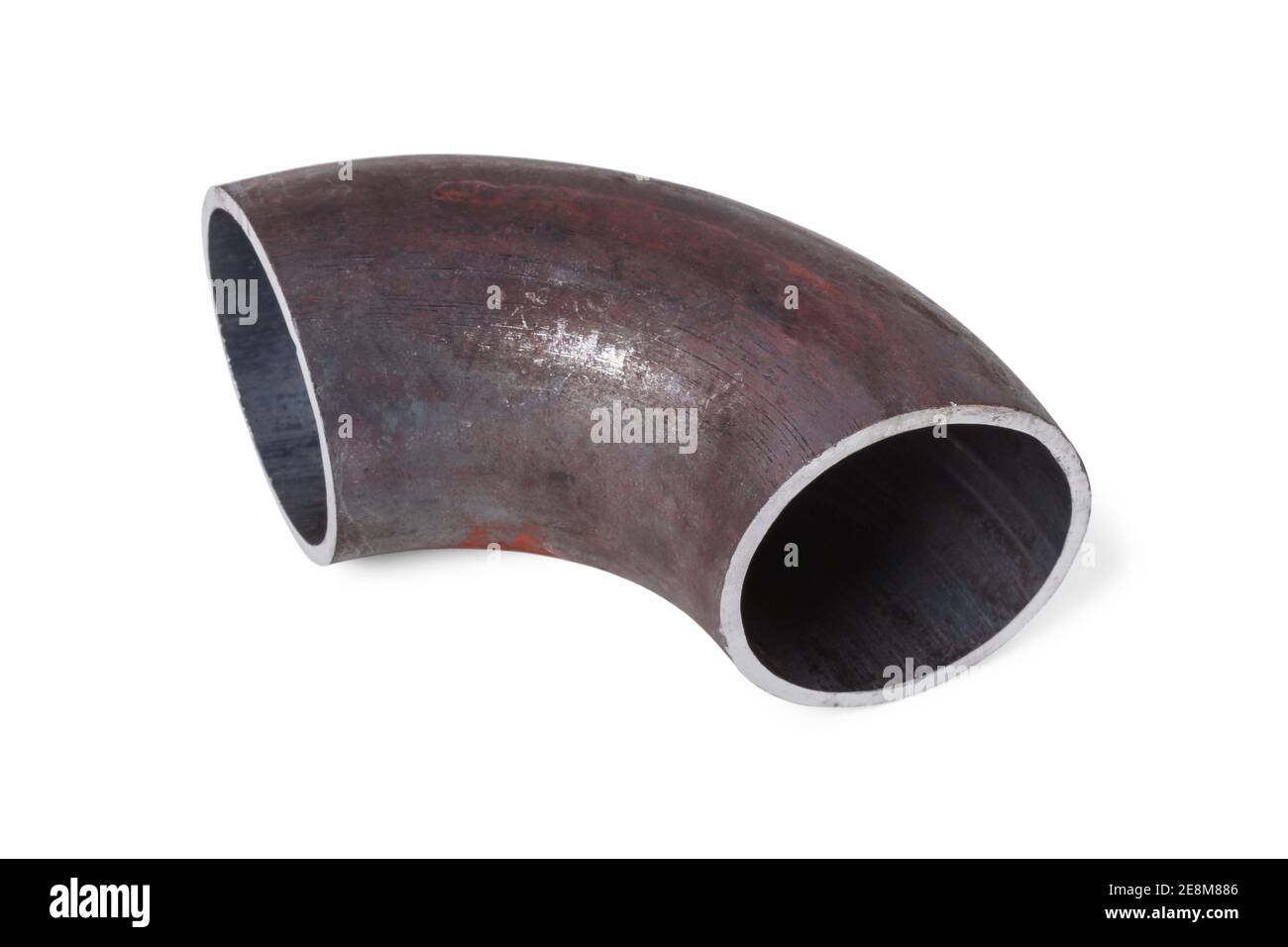 Steel welded bend for pipeline turning isolated on white background ...