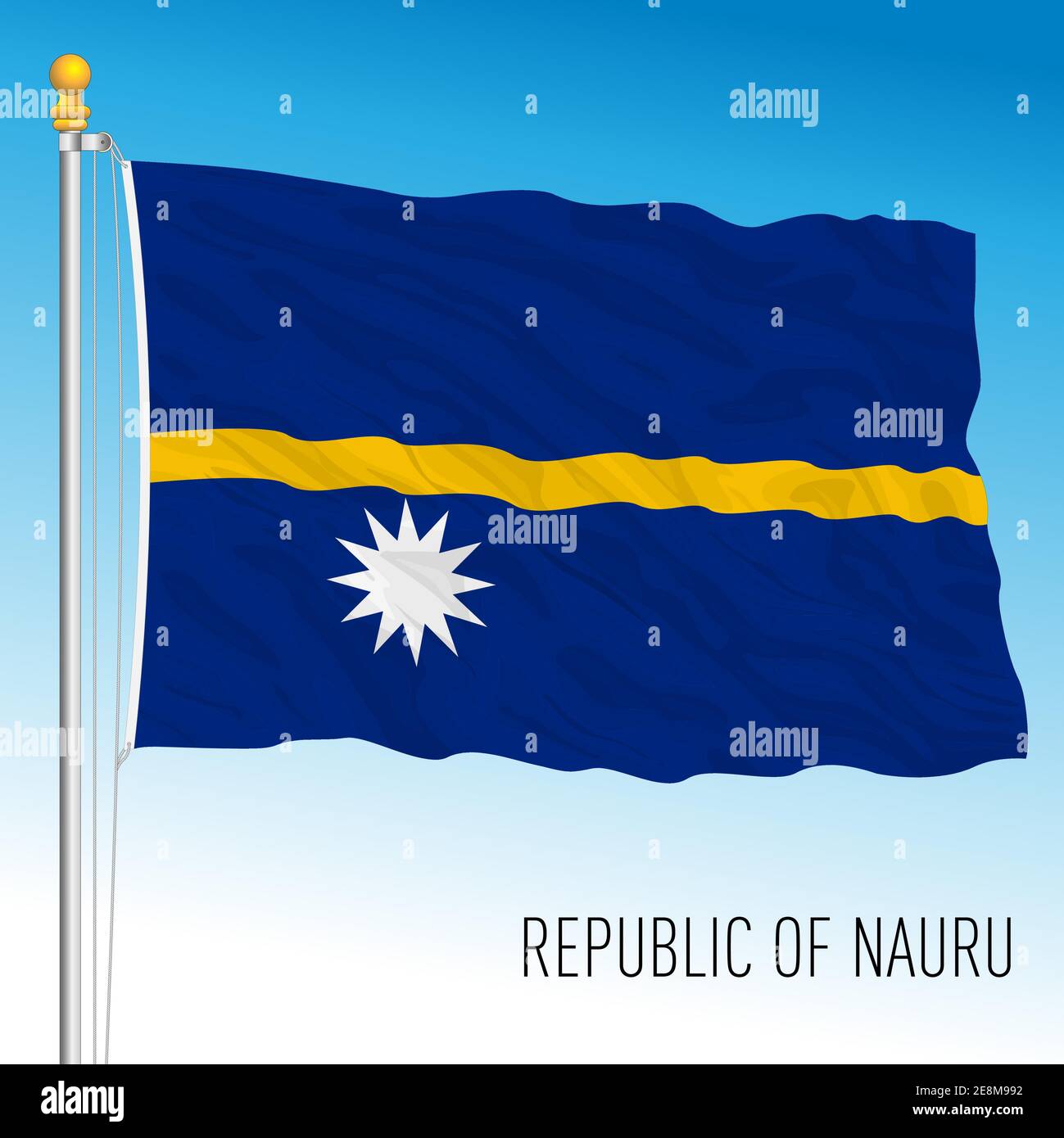 Nauru official national flag, pacific ocean, vector illustration Stock ...