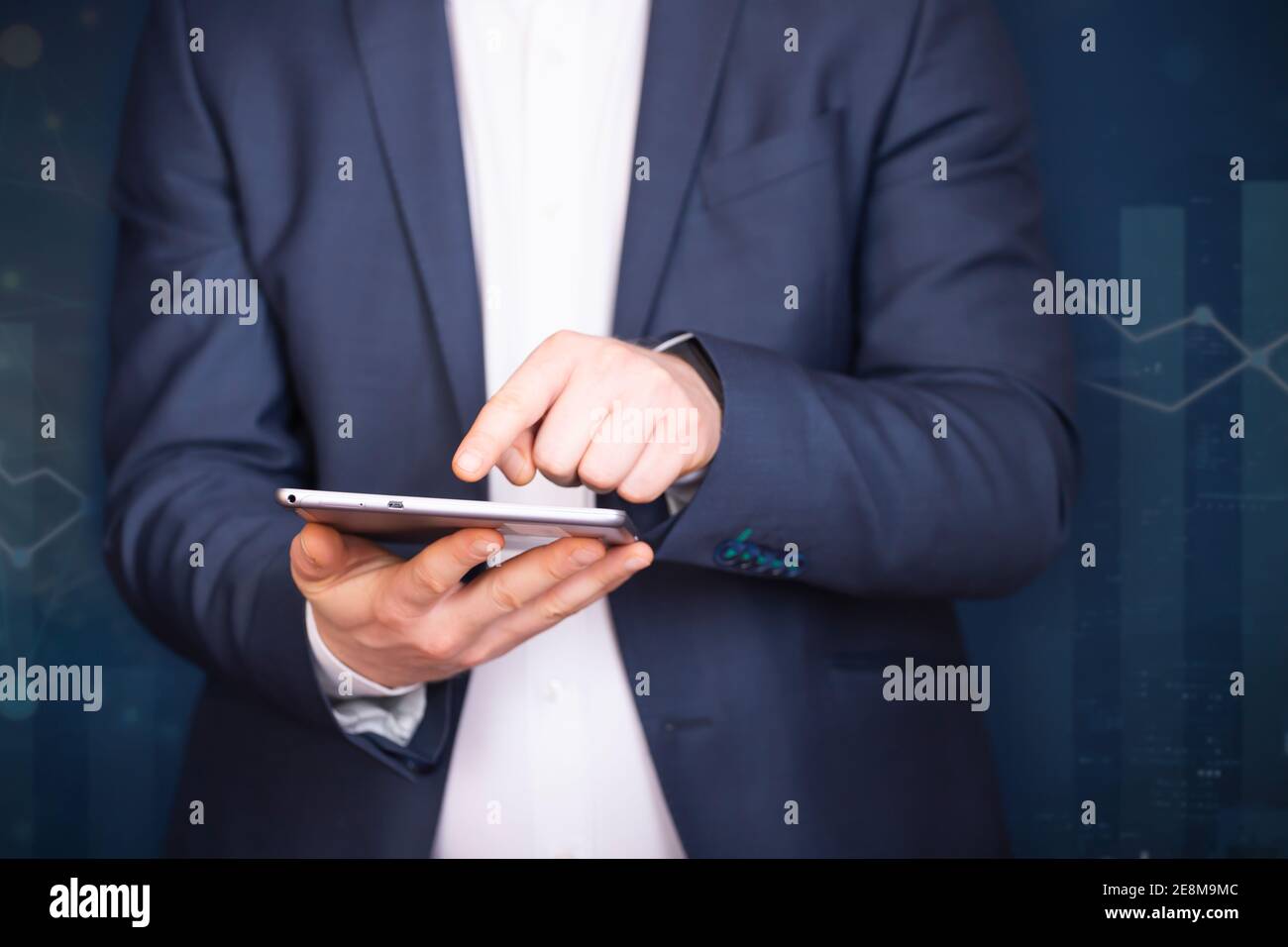 Business man using modern digital tablet. Concept of networking or ...