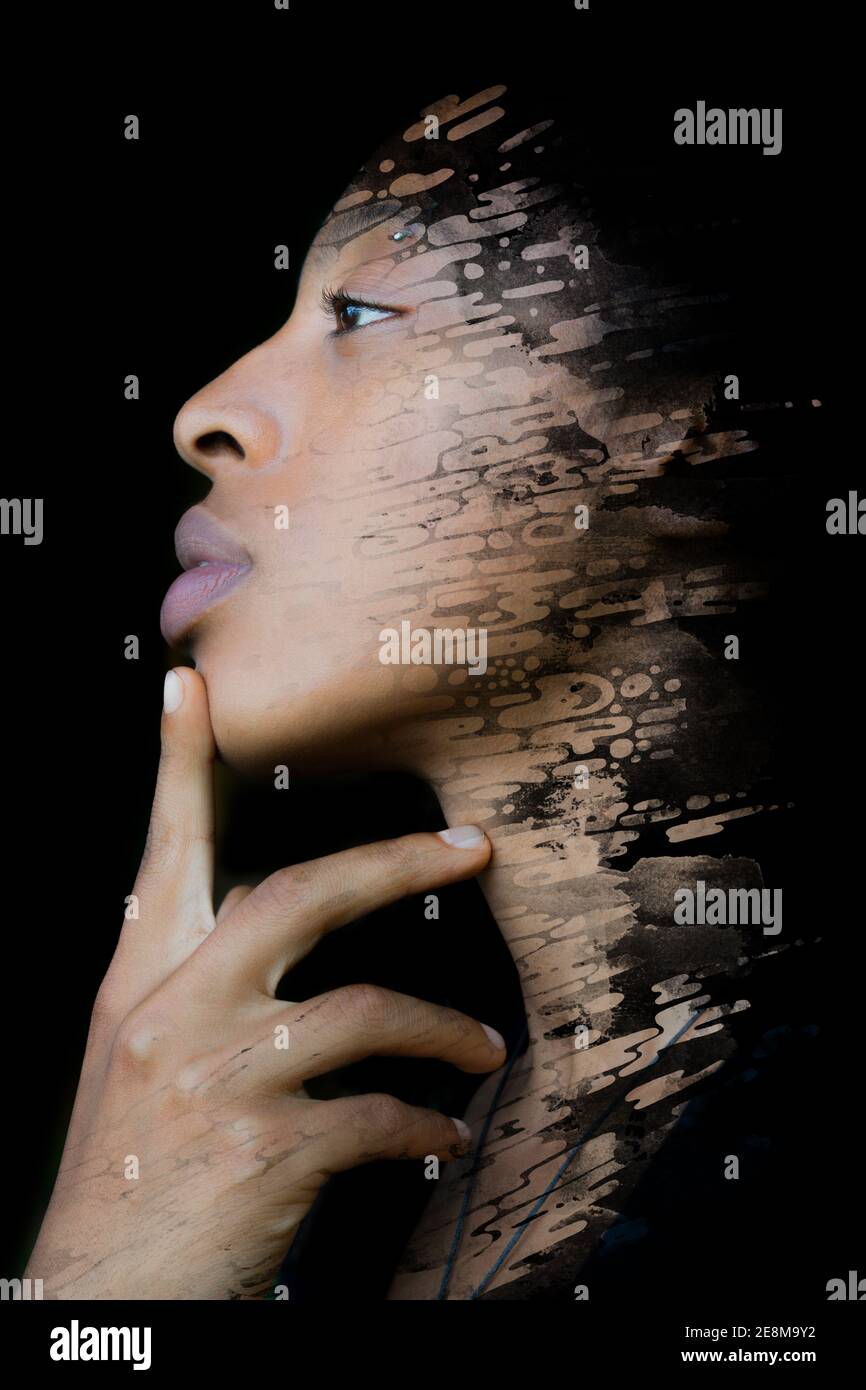 A portrait with a strong visual texture effect Stock Photo - Alamy