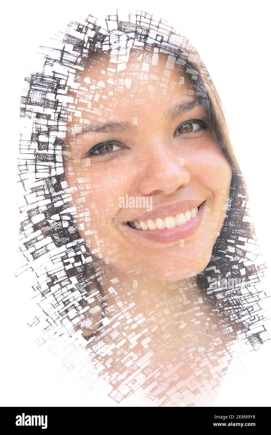 Digitally altered creative female portrait Stock Photo - Alamy