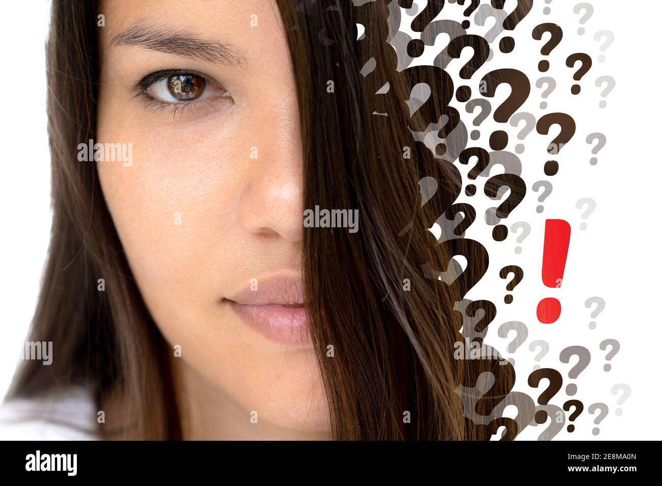 A portrait closeup with punctuation marks Stock Photo - Alamy