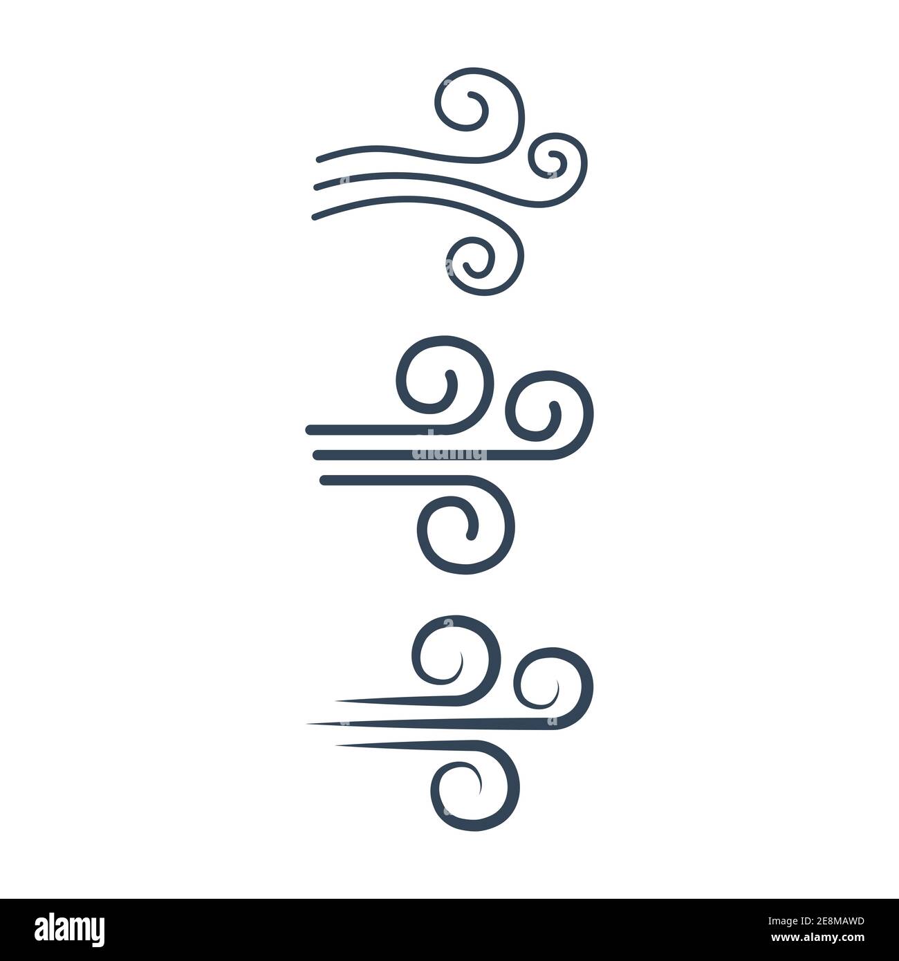 Wind Blowing Icon Wind Line Blow Icon Set. Weather Cold Symbol