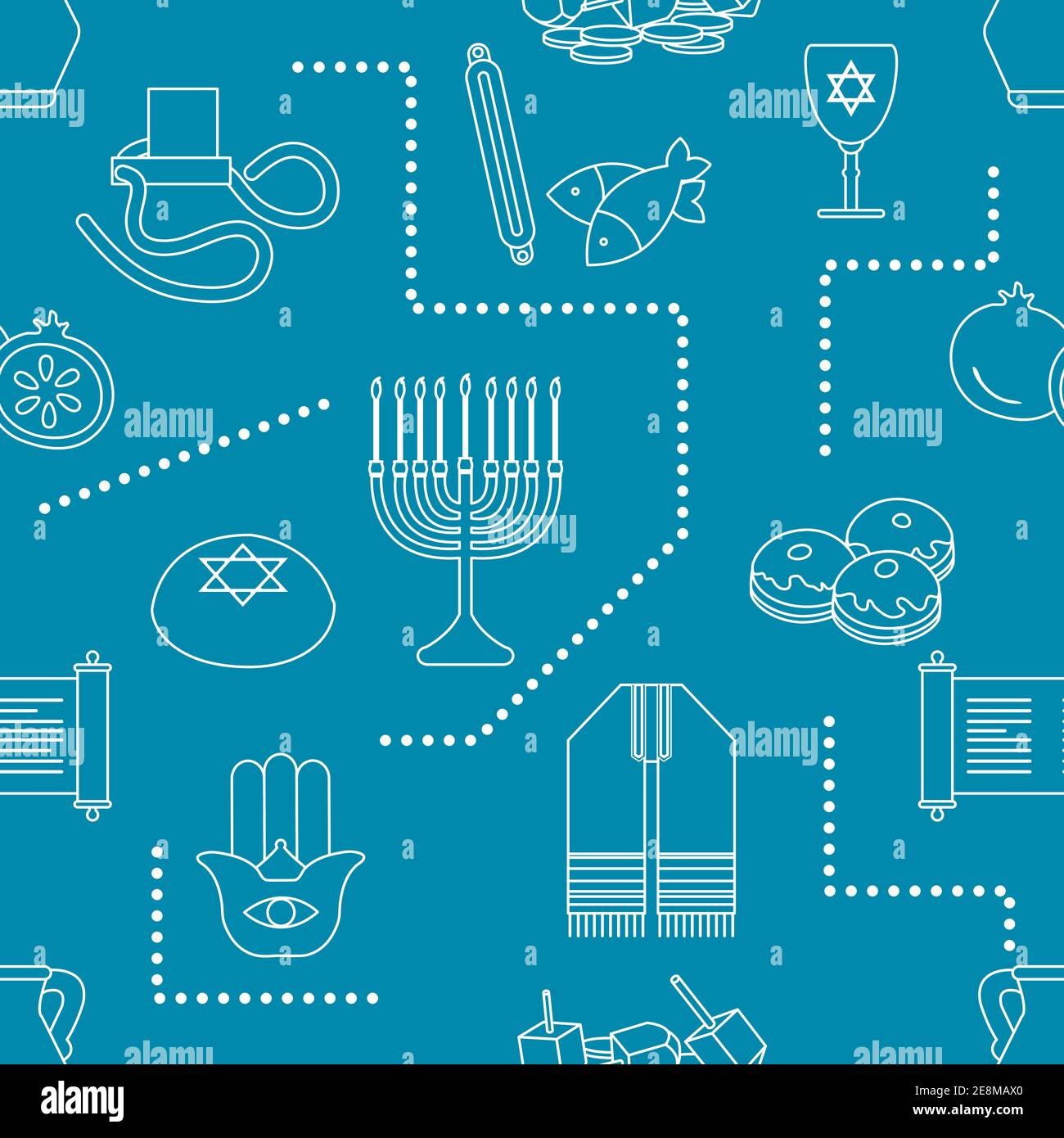 Vector Seamless pattern Illustration Jewish holiday Traditional symbols ...