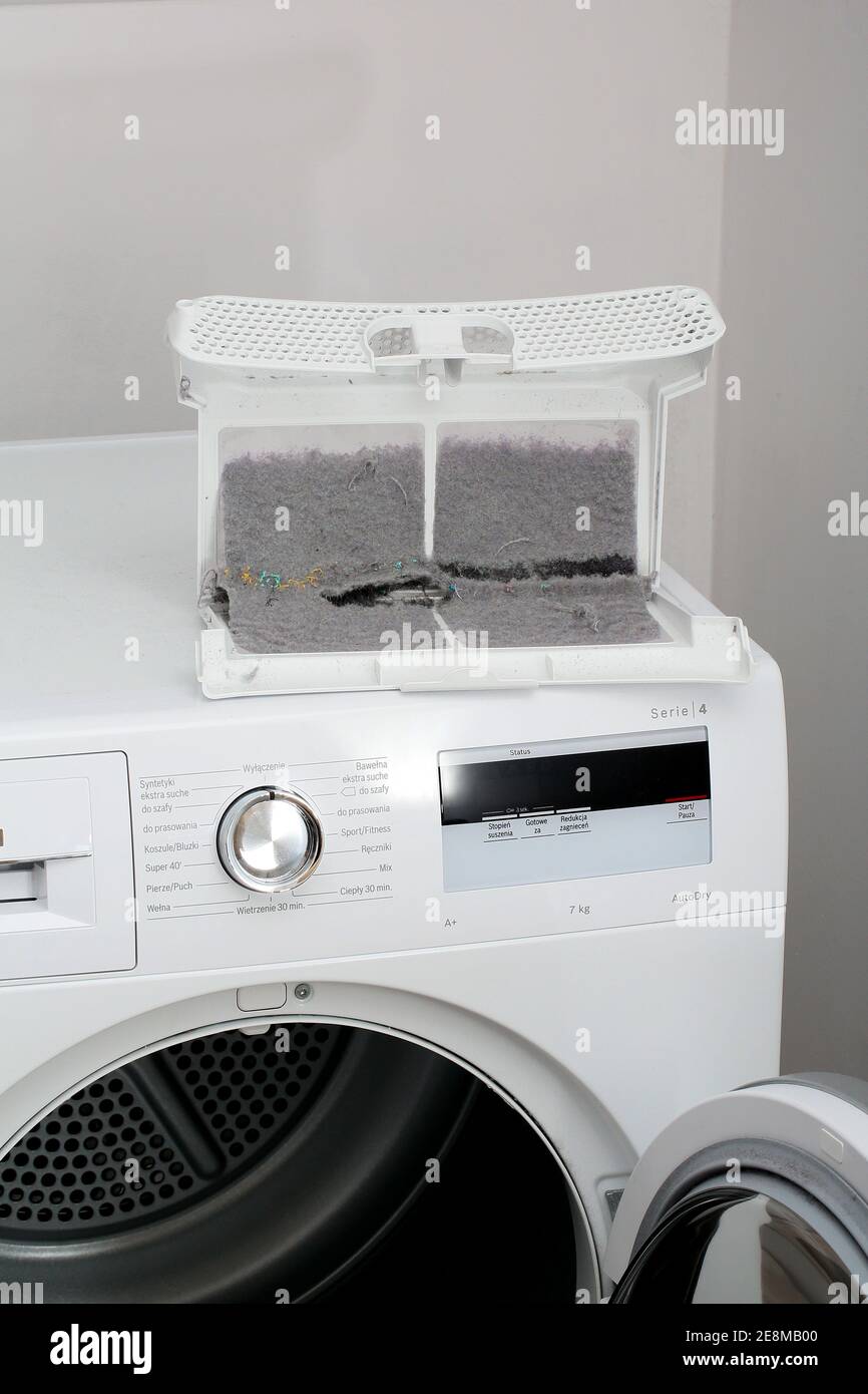 Dirty filter from clothes dryer Stock Photo - Alamy