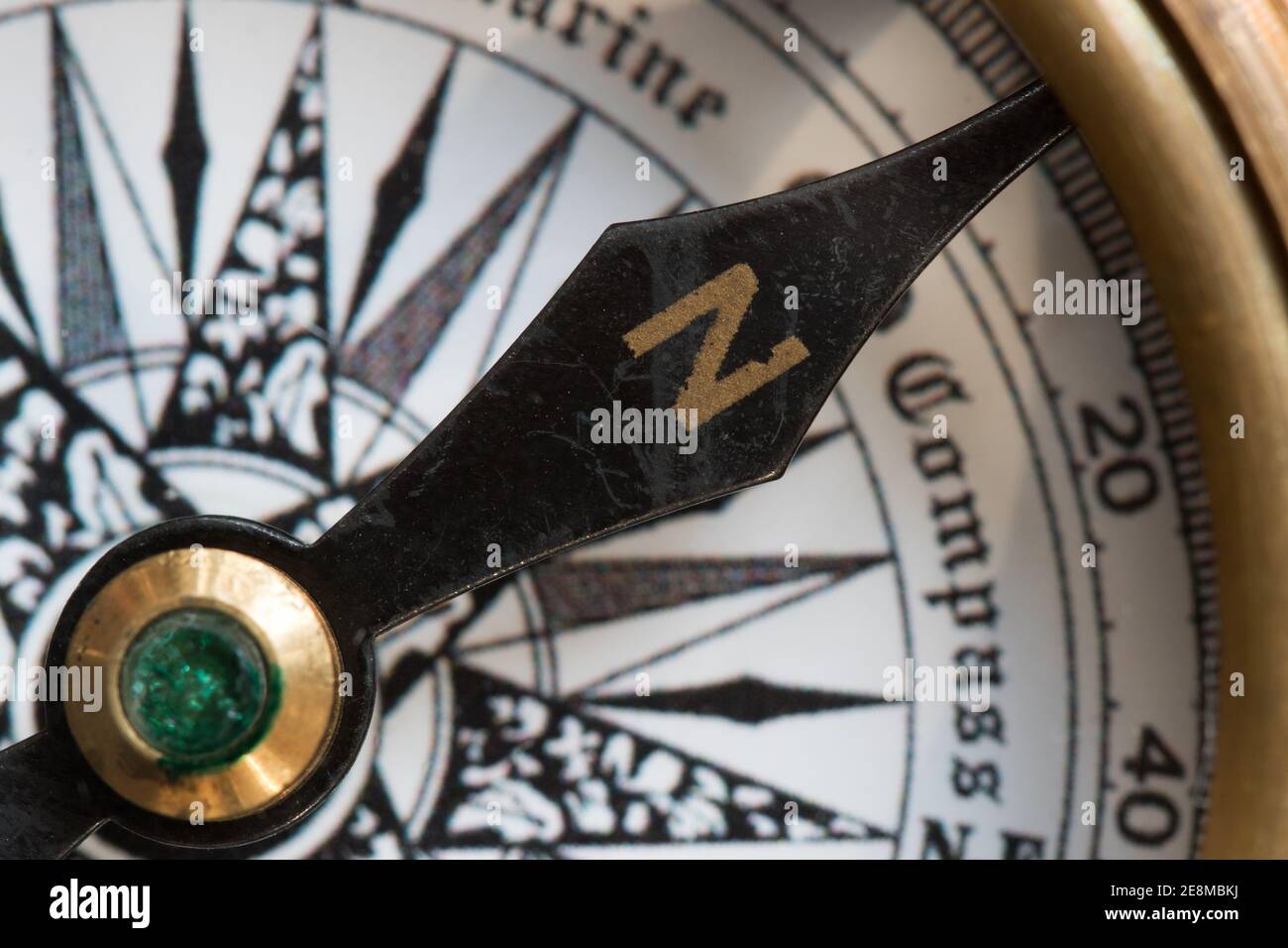 Close up shot of an old Fashioned compass pointing to north Stock Photo ...