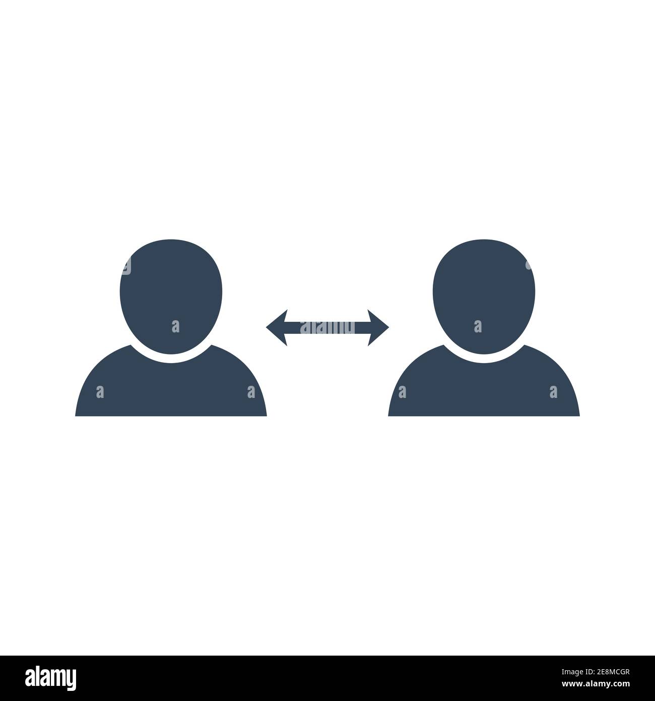 Social distance icon. Black people silhouettes with arrow distance ...