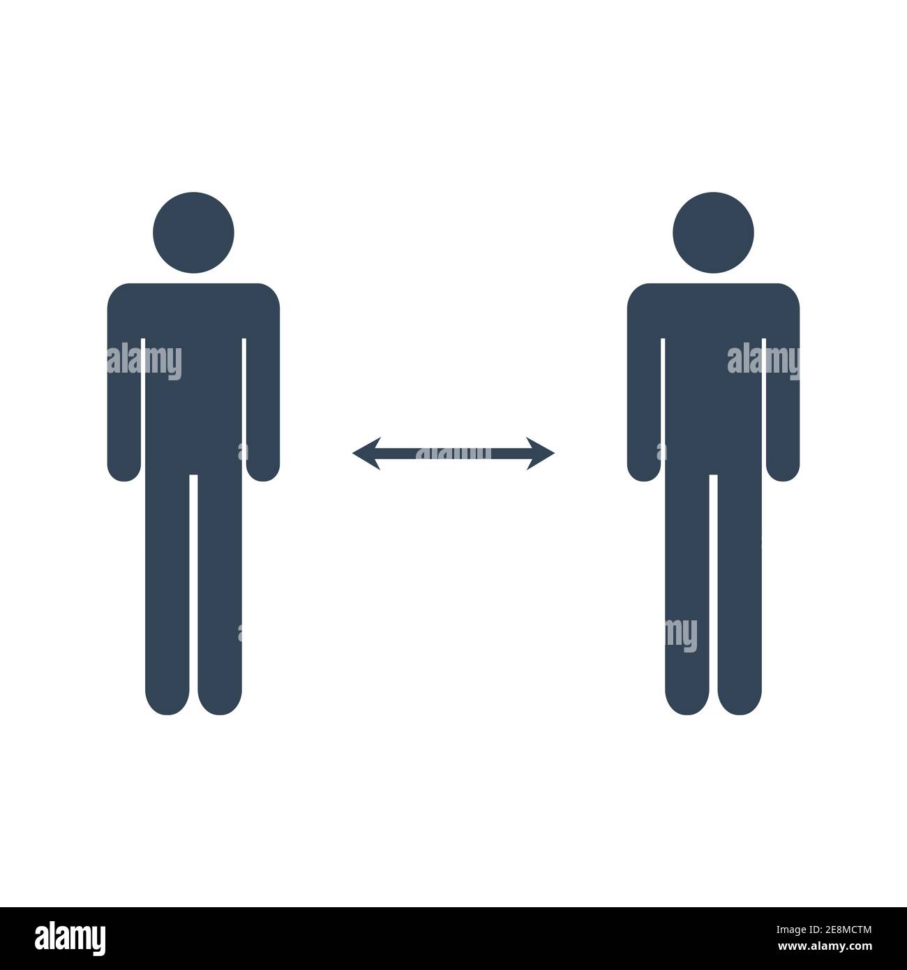 Social distance icon. Black people silhouettes with arrow distance ...