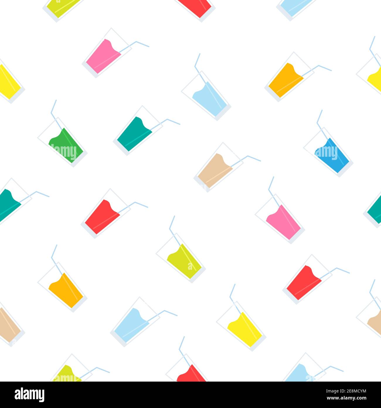 Cocktails Seamless Pattern background. Juice glass set. Different ...
