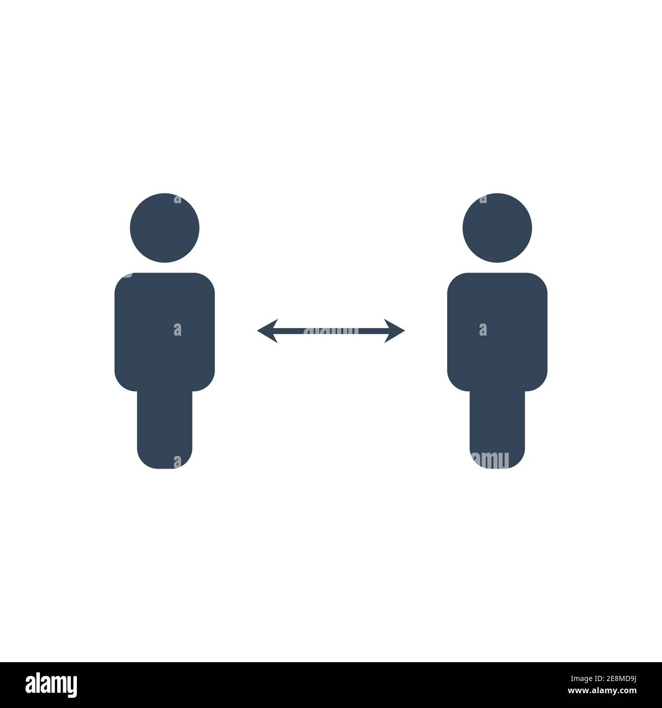 Social distance icon. Black people silhouettes with arrow distance ...