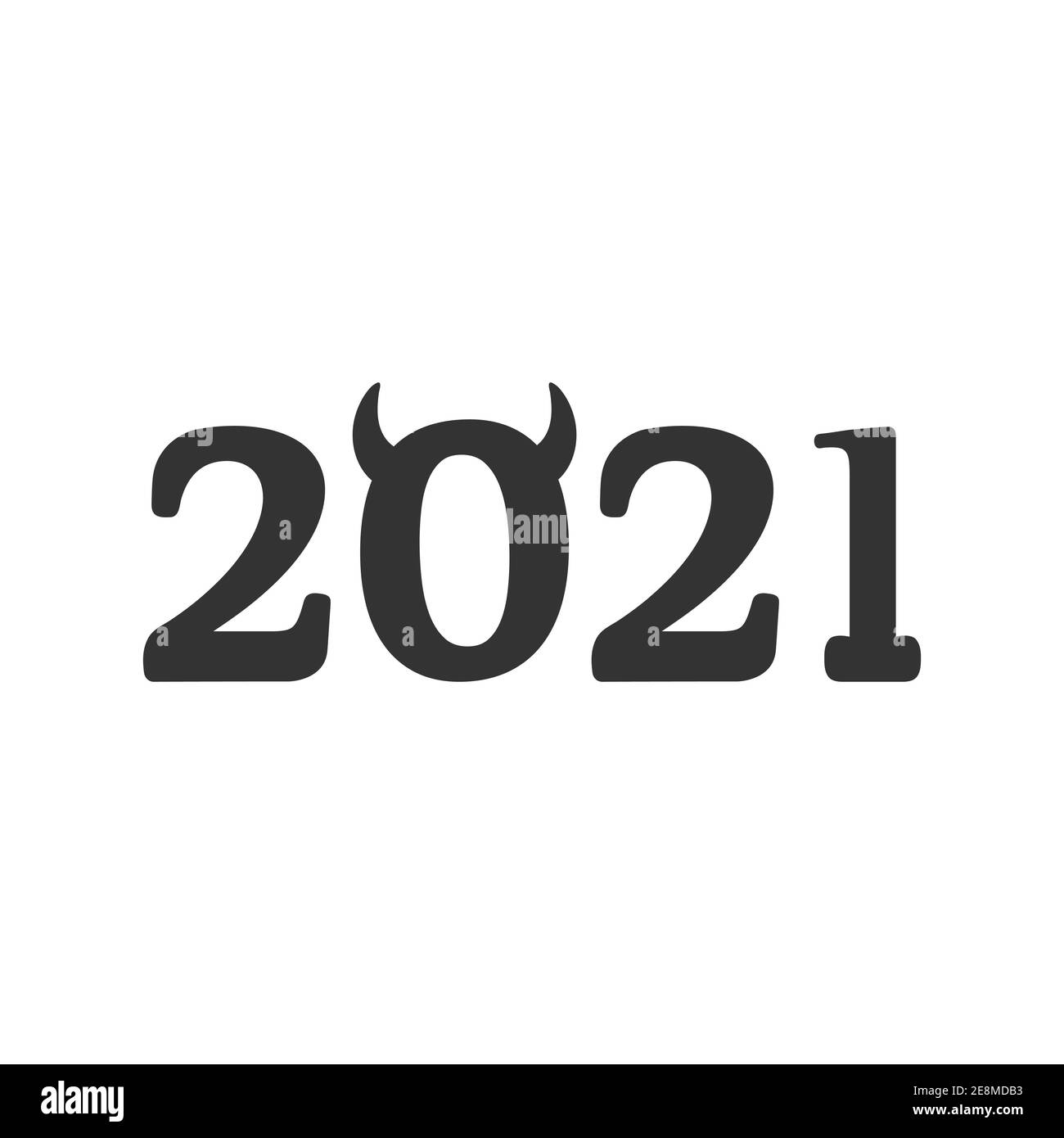 2021 Happy New Year sign. Bull year symbol. Vector illustration ...