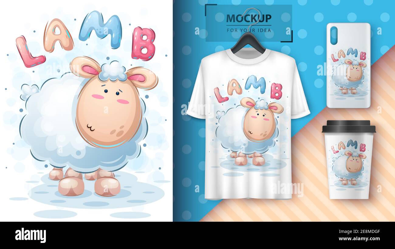 Cute lamb - poster and merchandising Stock Vector Image & Art - Alamy