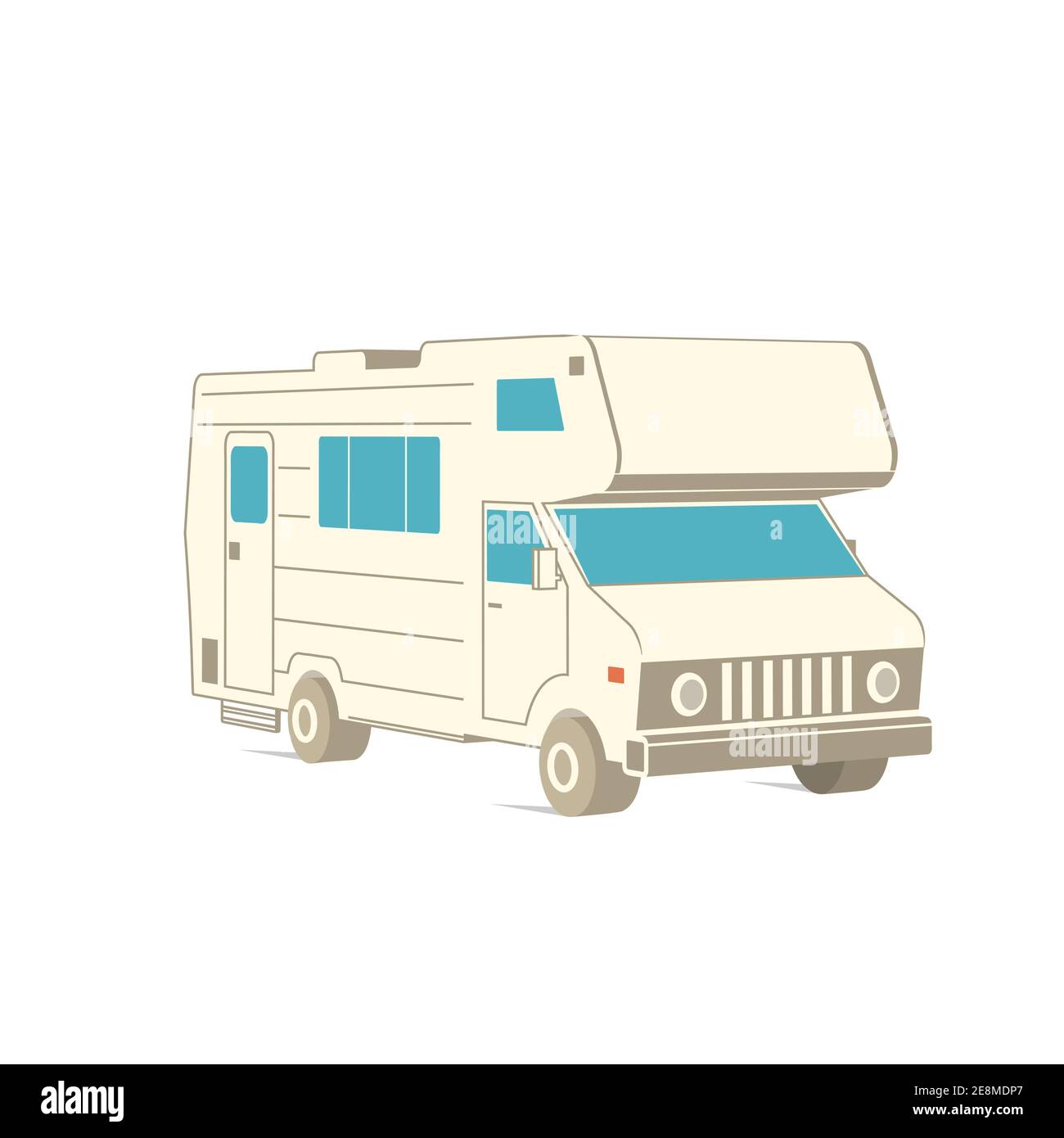 Retro recreation vehicle camper, camping RV, trailer or family caravan ...