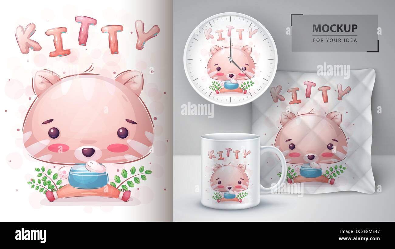Cute kitty - poster and merchandising Stock Vector Image & Art - Alamy