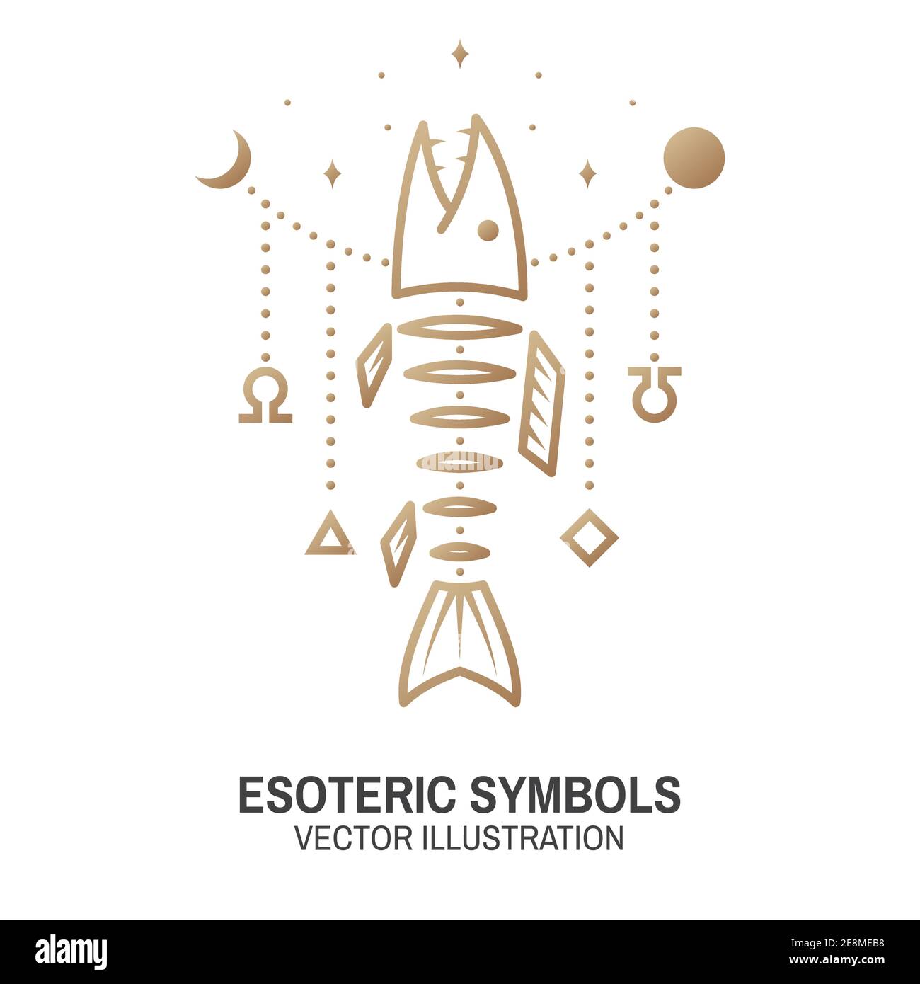 Esoteric symbols. Vector illustration. Thin line geometric badge ...