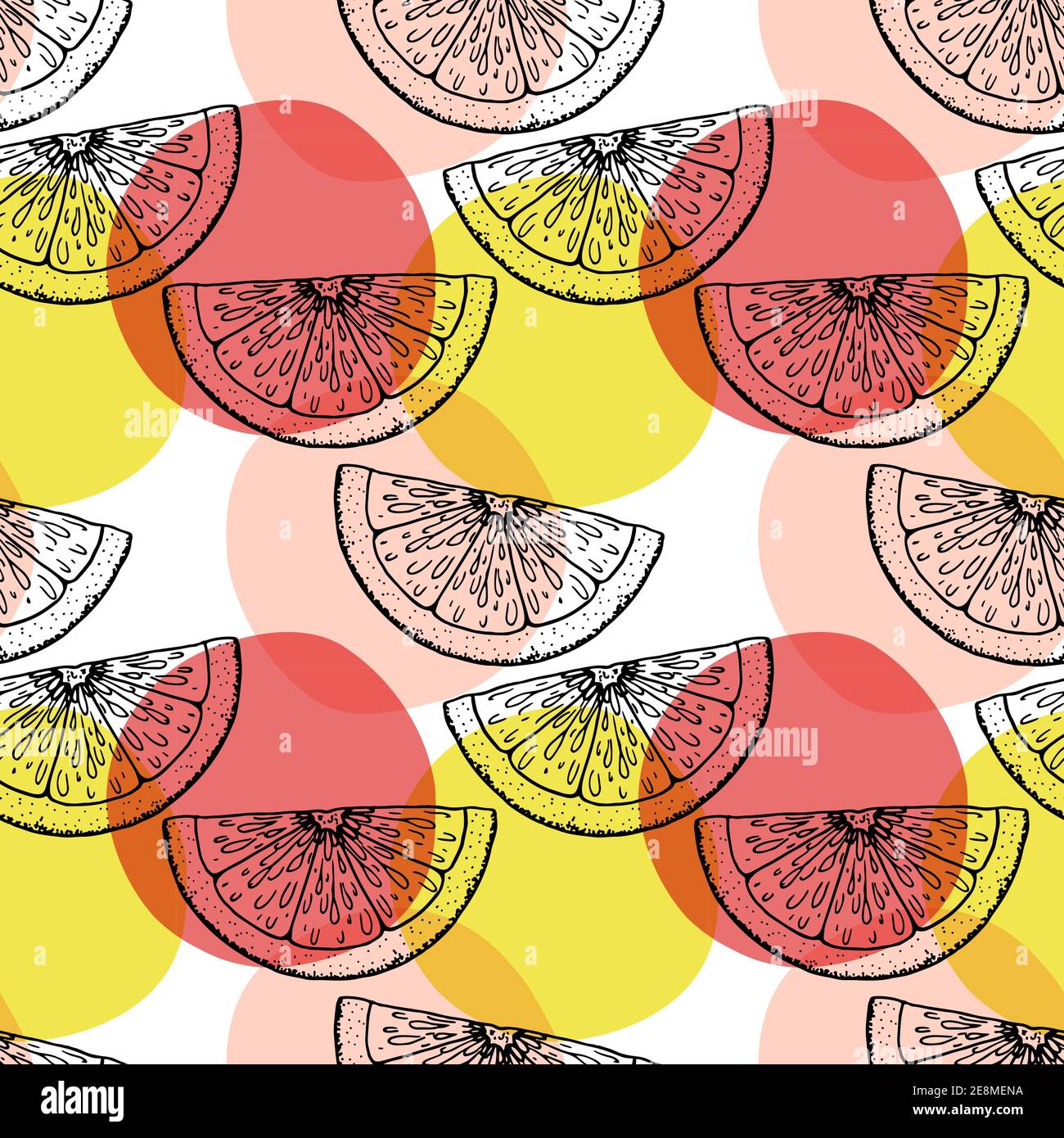 Colorful hand drawn citrus seamless pattern. Vector illustration in sketch style Stock Vector ...