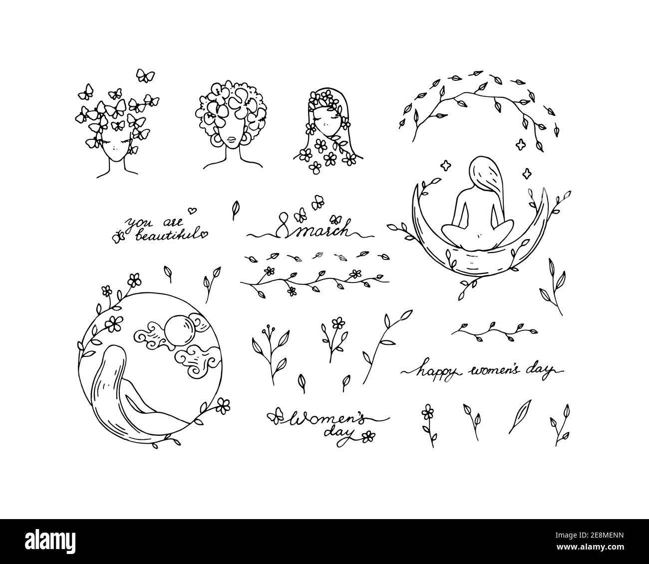 Spring set elements march Cut Out Stock Images & Pictures - Alamy