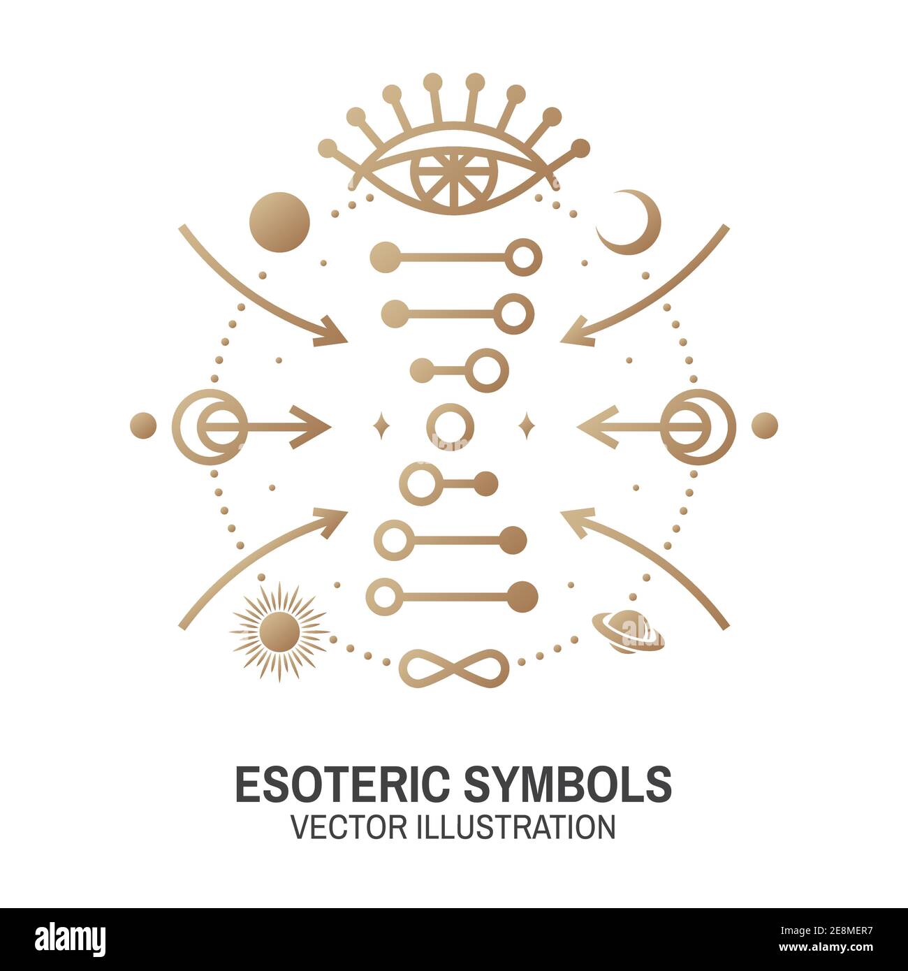 Esoteric symbols. Vector illustration. Thin line geometric badge ...