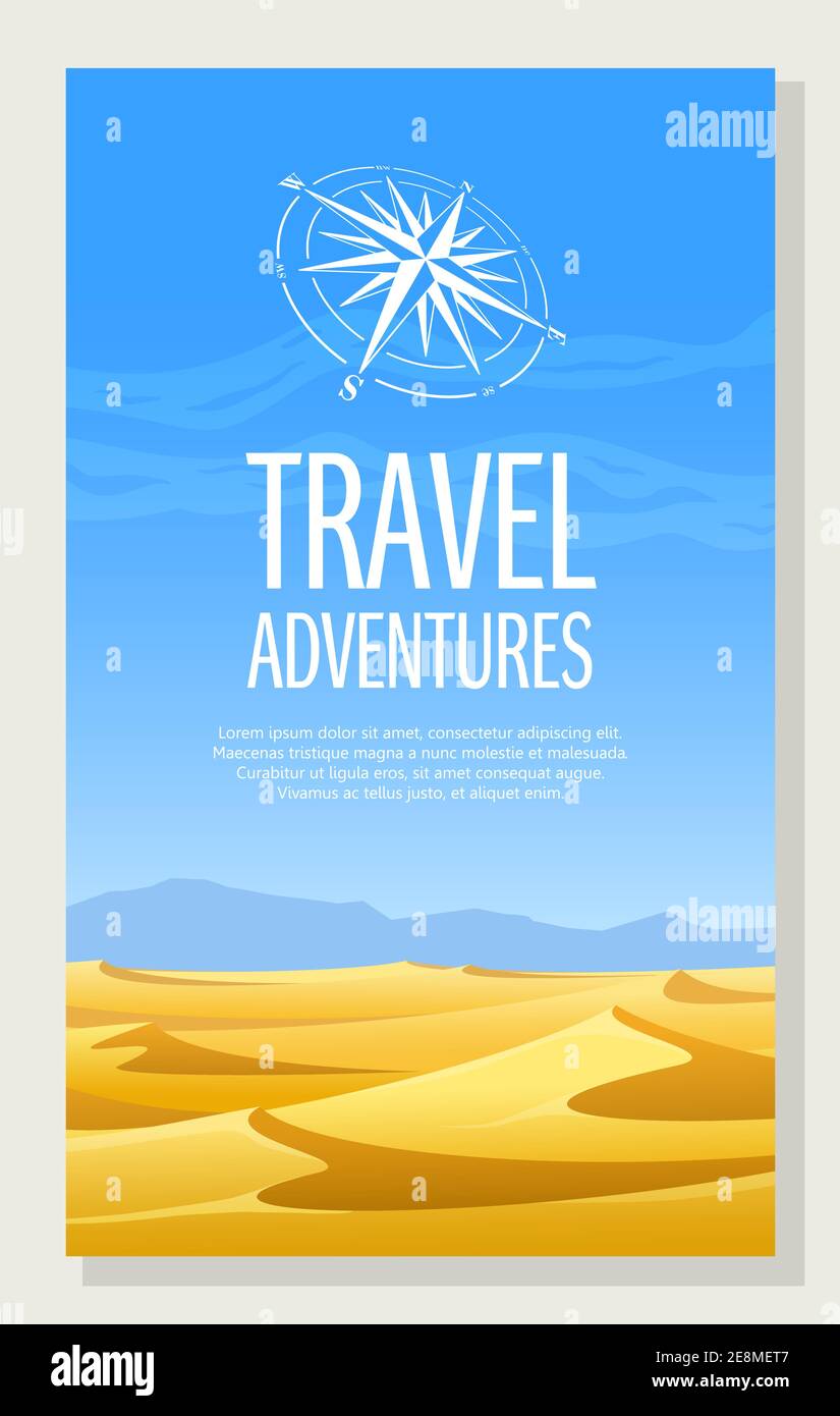 Flyer. Sand Desert vertical landscape. Vector illustration Stock Vector ...