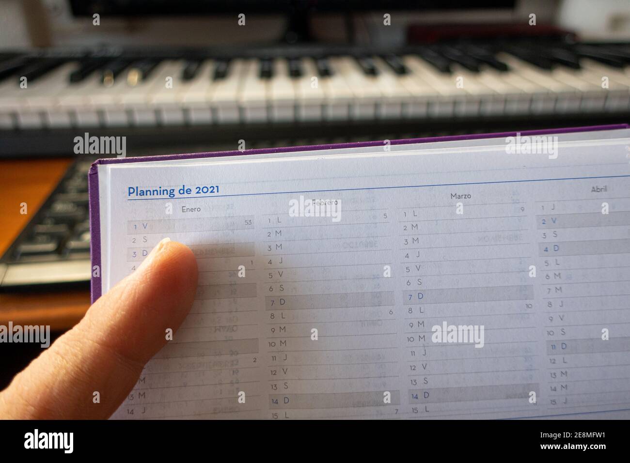 A closeup shot of a planning 2021 notebook for working and schedule of ...