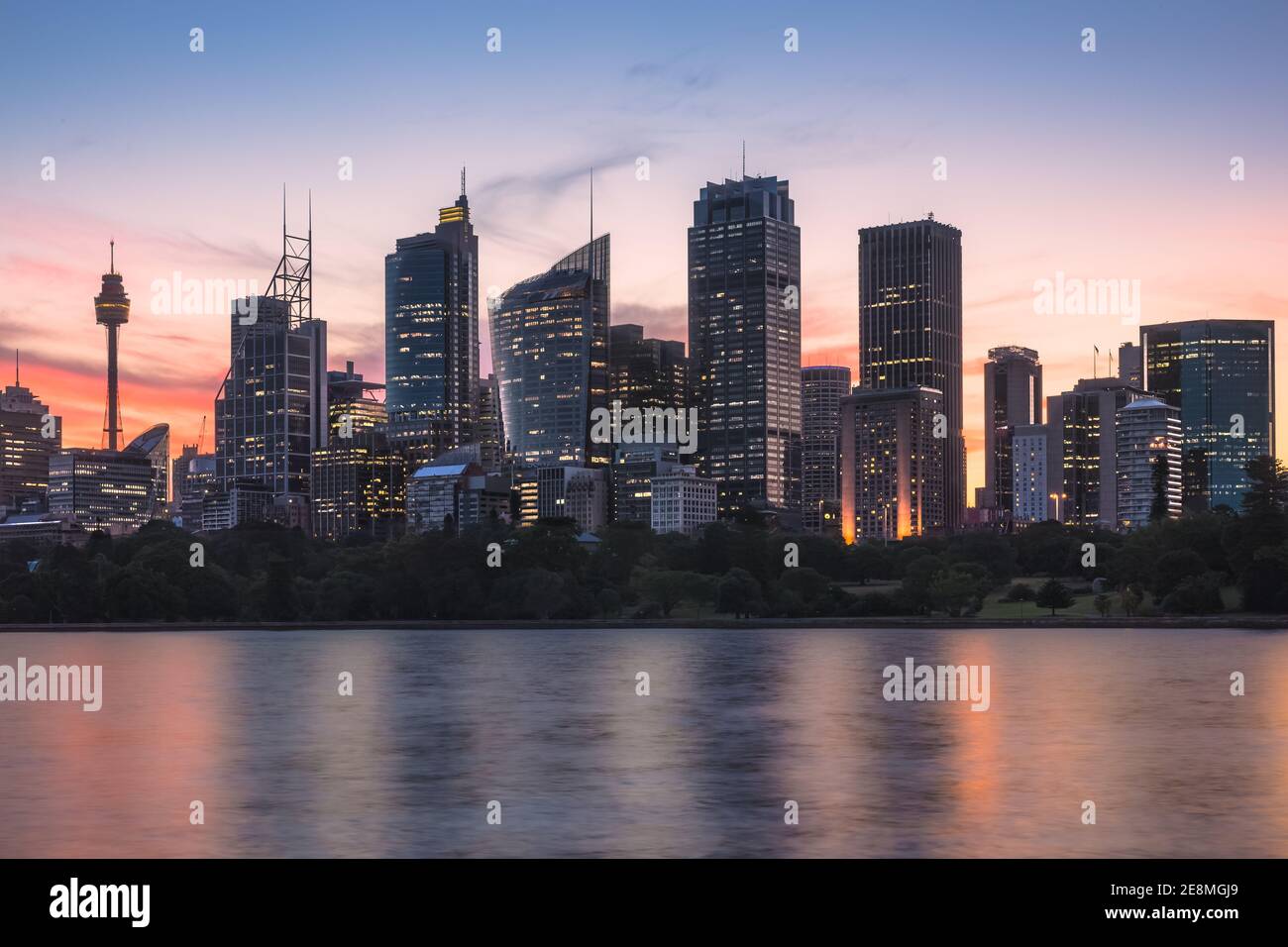 Summer sunset waterfront view from Mrs Macquarie's Chair of the ...