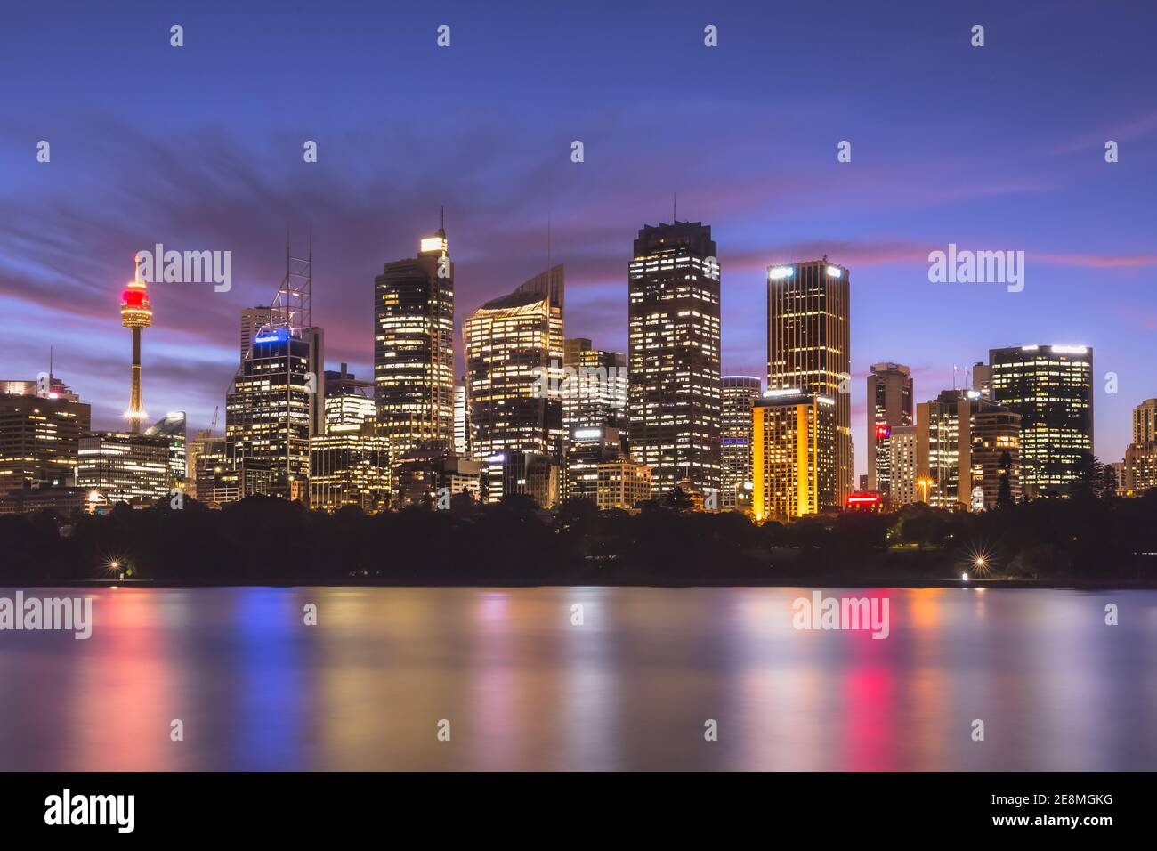 Summer nightscape waterfront view from Mrs Macquarie's Chair of the ...