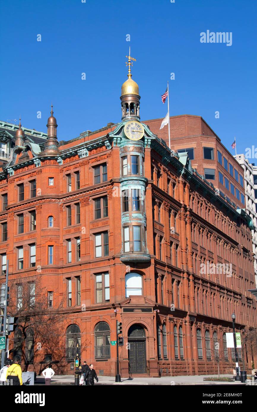 beautiful old brick building with a clock in Washington DC Stock Photo ...