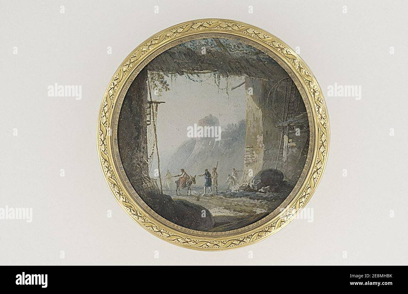 Moreau - Le portique plusieurs personnages pénètrant sous un portique ...
