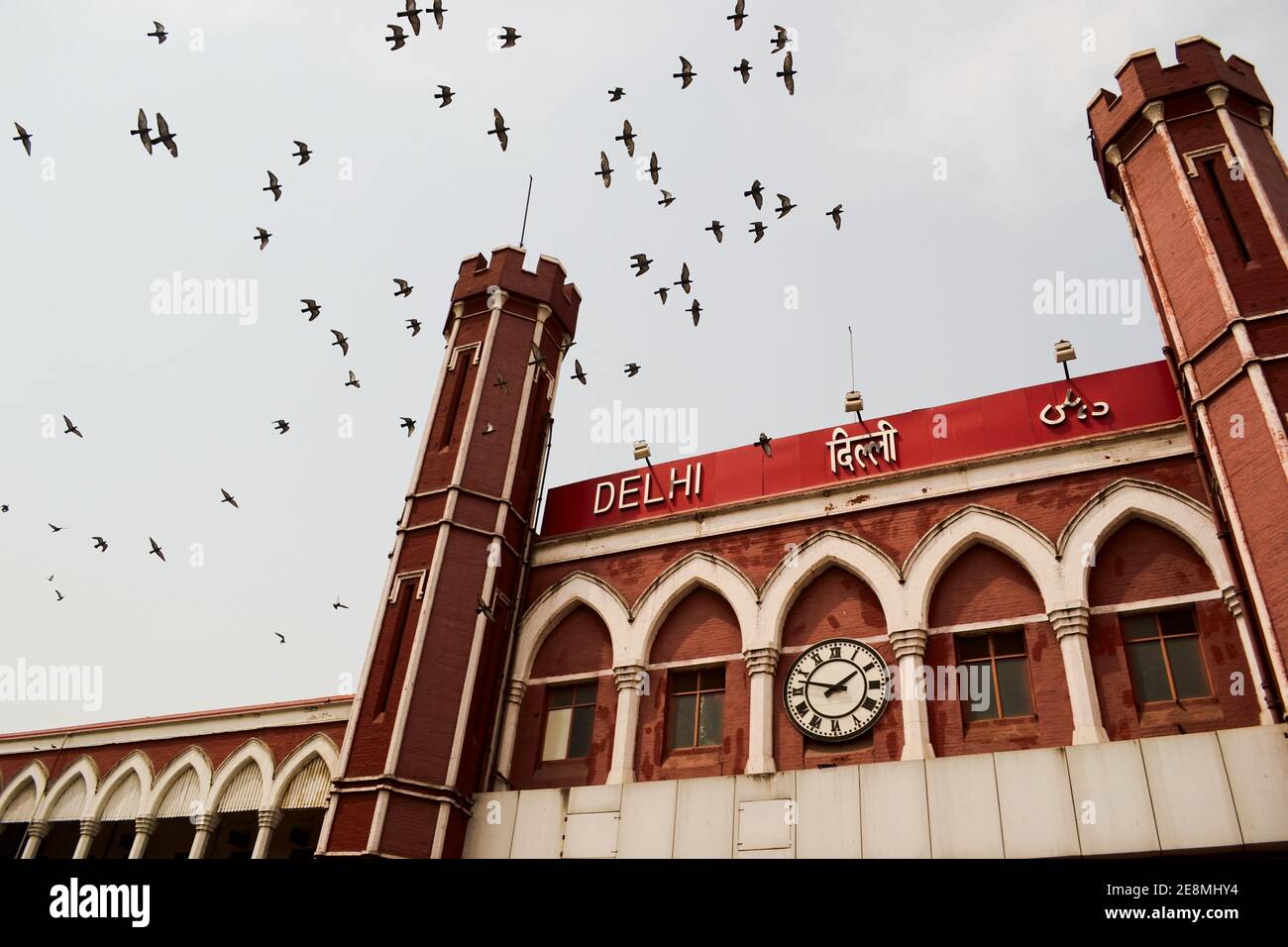 Flock of flying birds above the Old Delhi railway station (Delhi ...