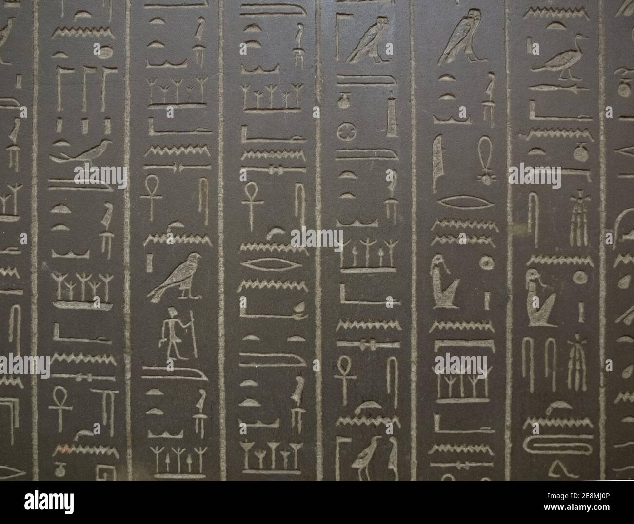 Ancient Egyptian hieroglyphs on a black stone Stock Photo - Alamy
