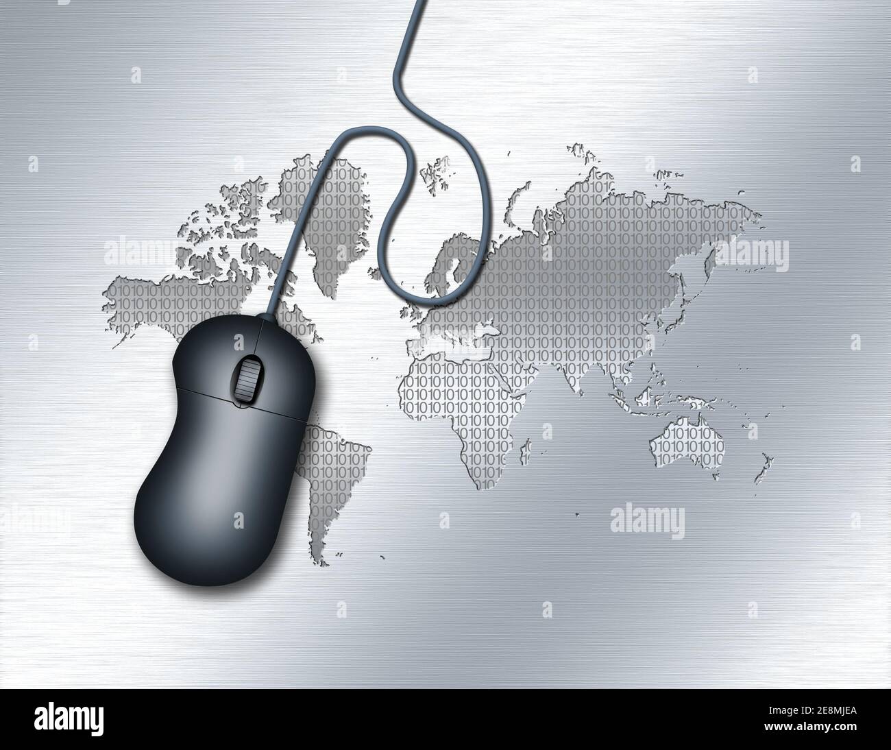 Computer mouse. World map background. 3D rendering Stock Photo - Alamy