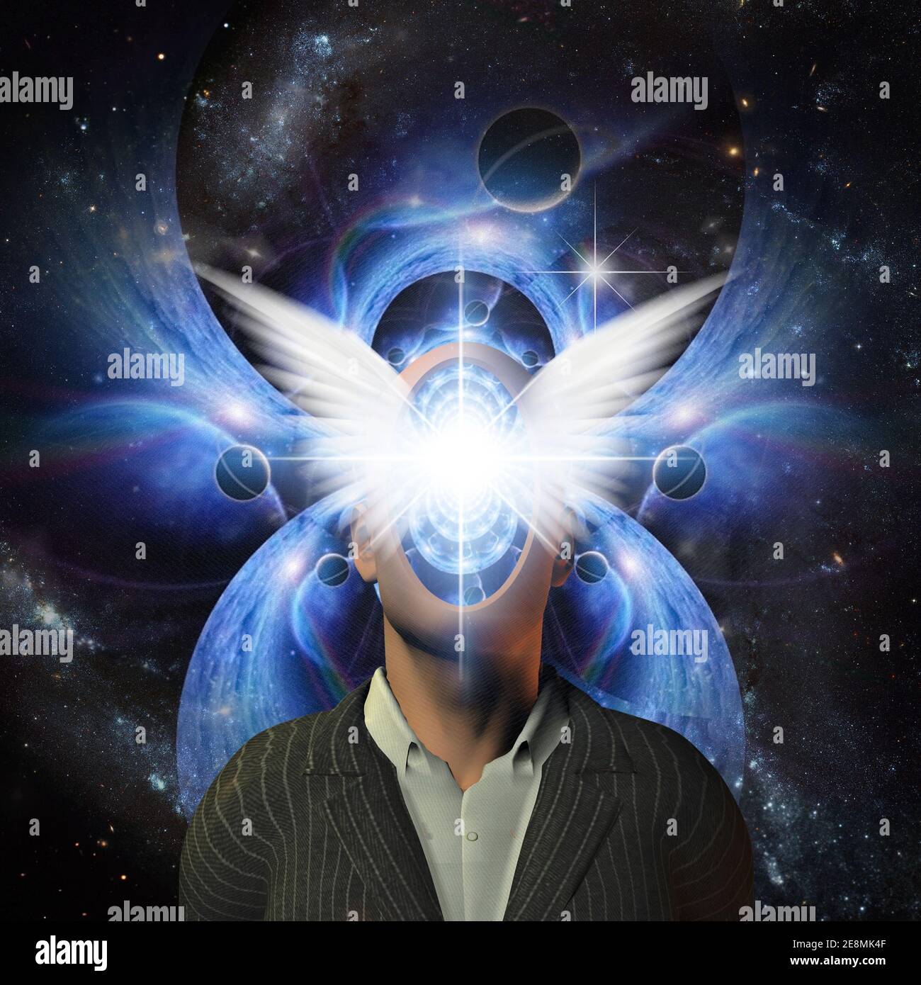 Man with empty face and white wings. 3D rendering Stock Photo - Alamy