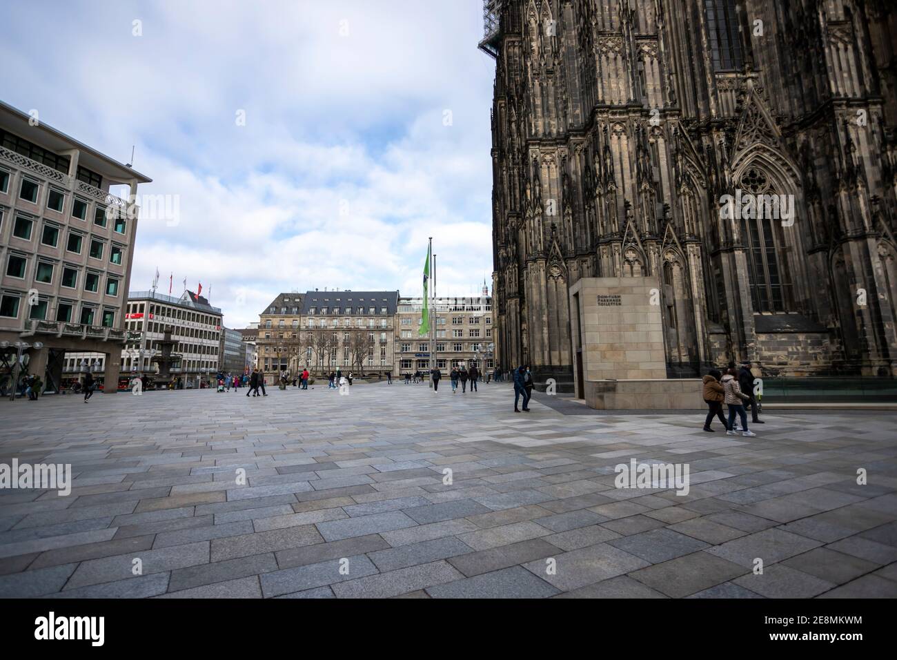Cologne, NRW, Germany, 01 31 2021, side view of Cologne Cathedral at ...