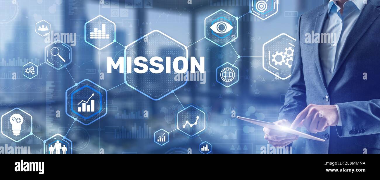 Mission concept. Finacial success chart concept on virtual screen ...