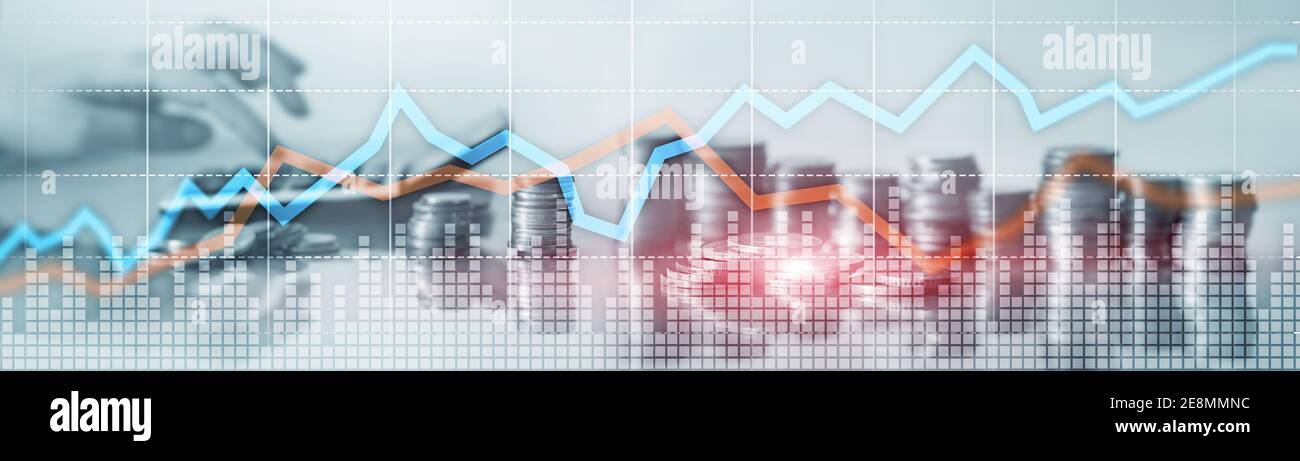 Red and blue growth chart. Concept of stock and exchange Stock Photo ...