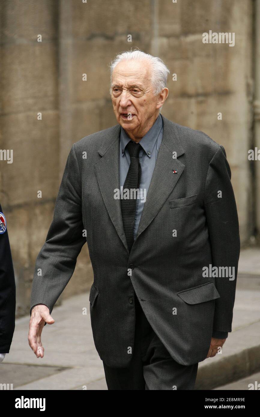 Painter Pierre Soulages attends the funeral mass of Claude Pompidou ...
