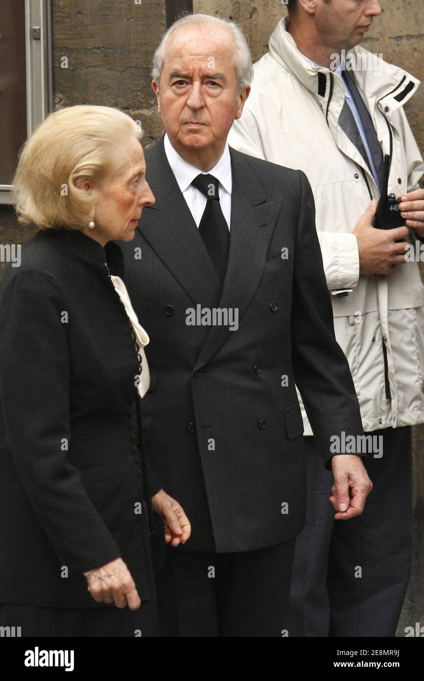 Former Prime minister Edouard Balladur and his wife attend the funeral ...