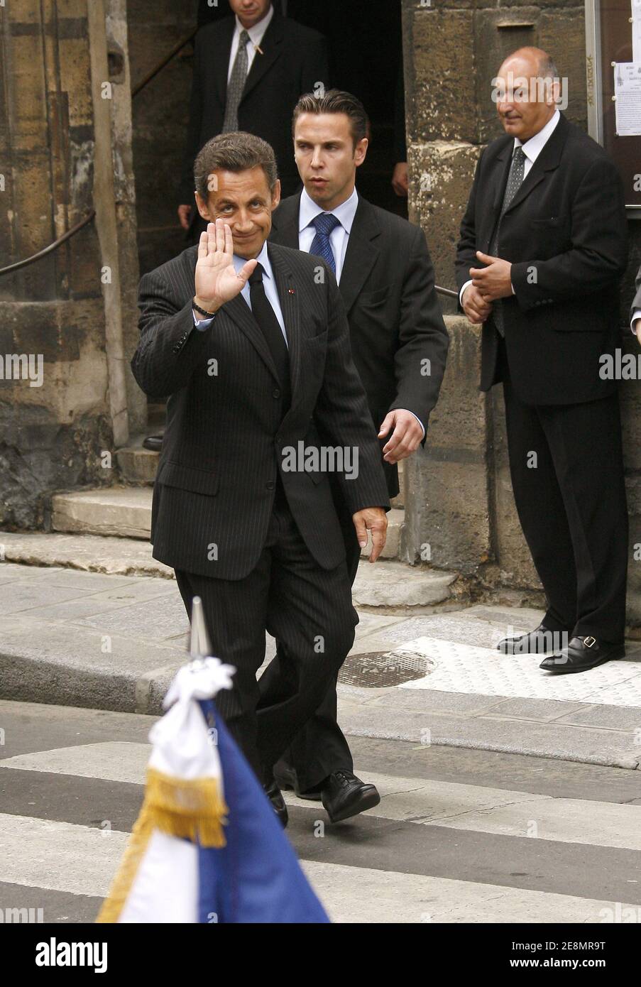 President Nicolas Sarkozy attends the funeral mass of Claude Pompidou ...