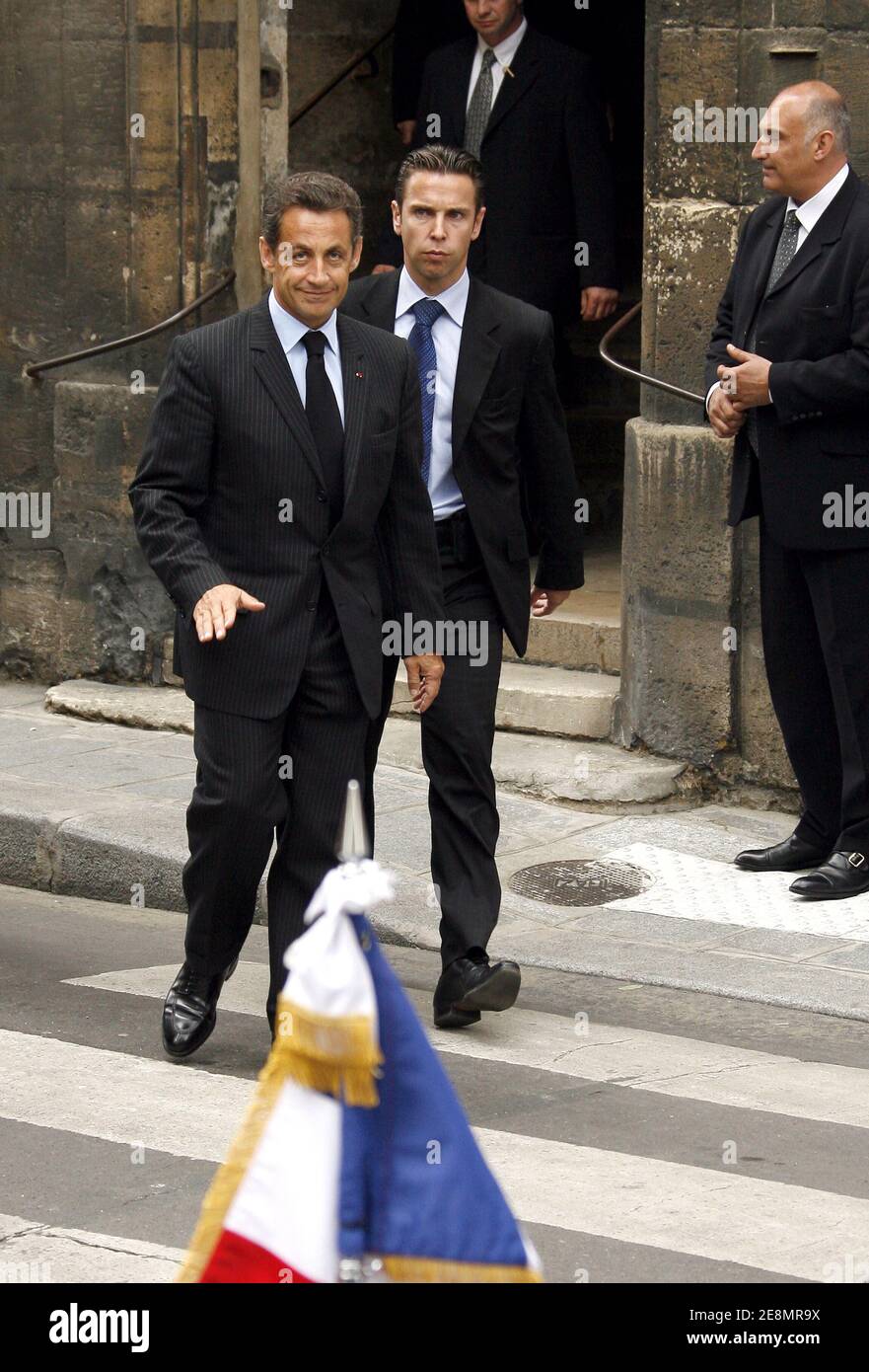 President Nicolas Sarkozy attends the funeral mass of Claude Pompidou ...