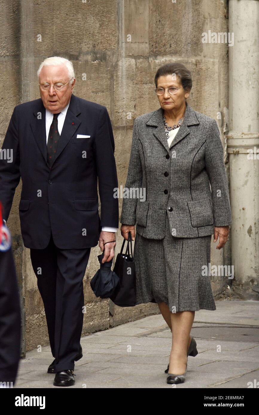 Former minister Simone Veil attends the funeral mass of Claude Pompidou, held at 'Saint-Louis en ...