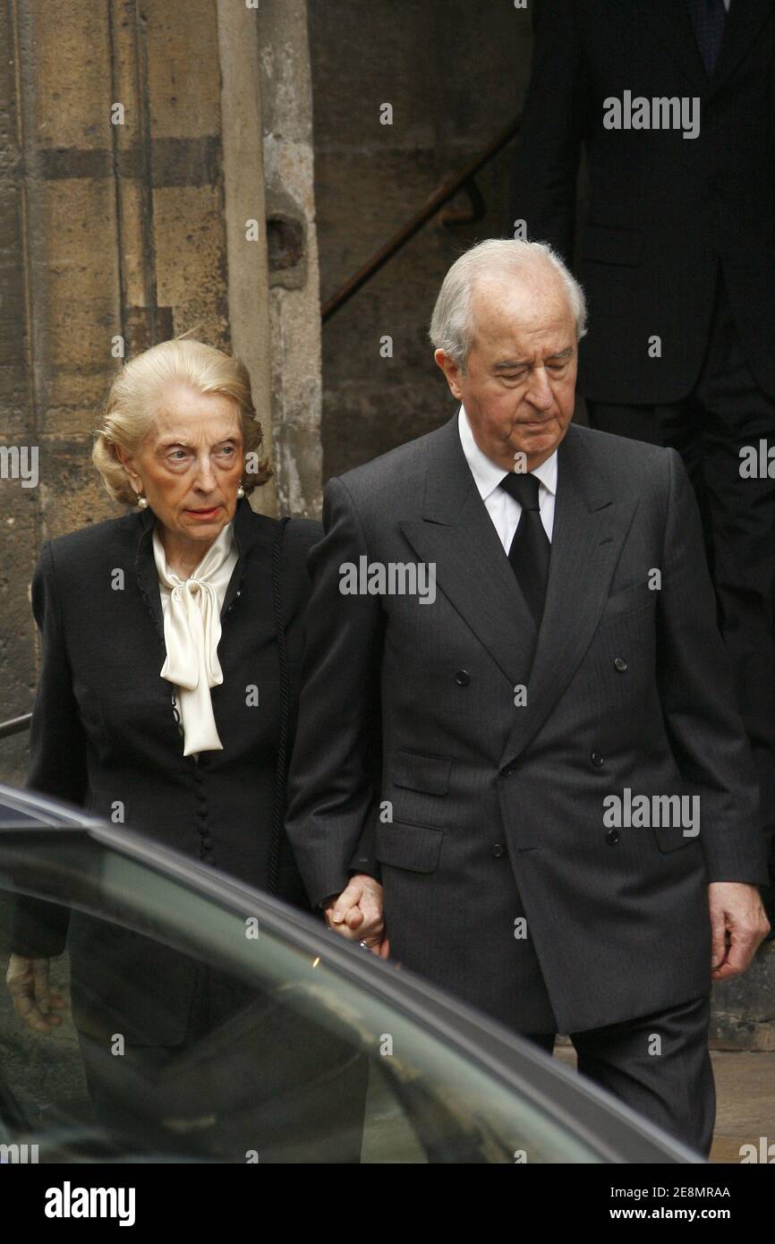 Former Prime minister Edouard Balladur and his wife attend the funeral ...