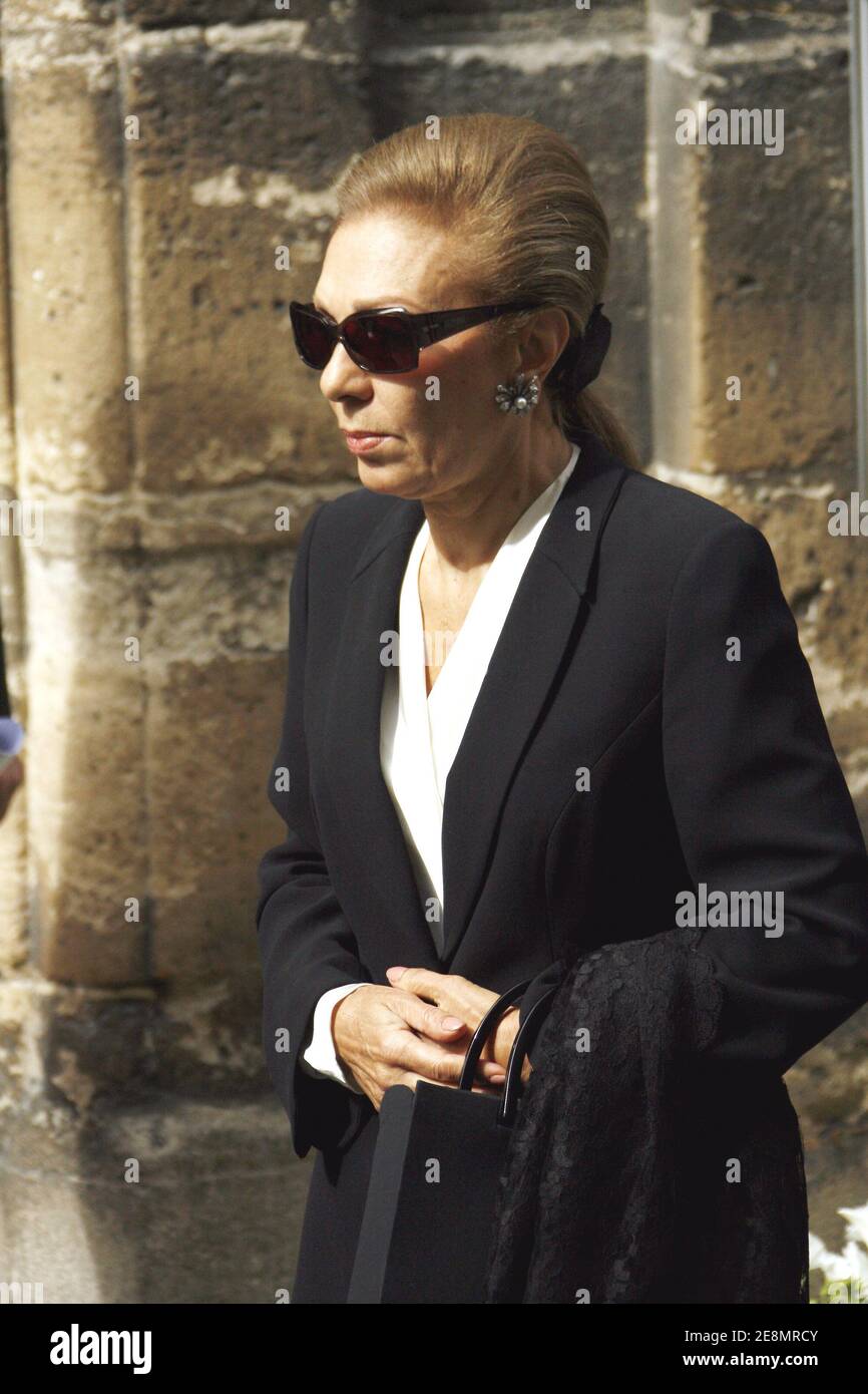 Farah Pahlavi attends the funeral mass of Claude Pompidou, held at ...
