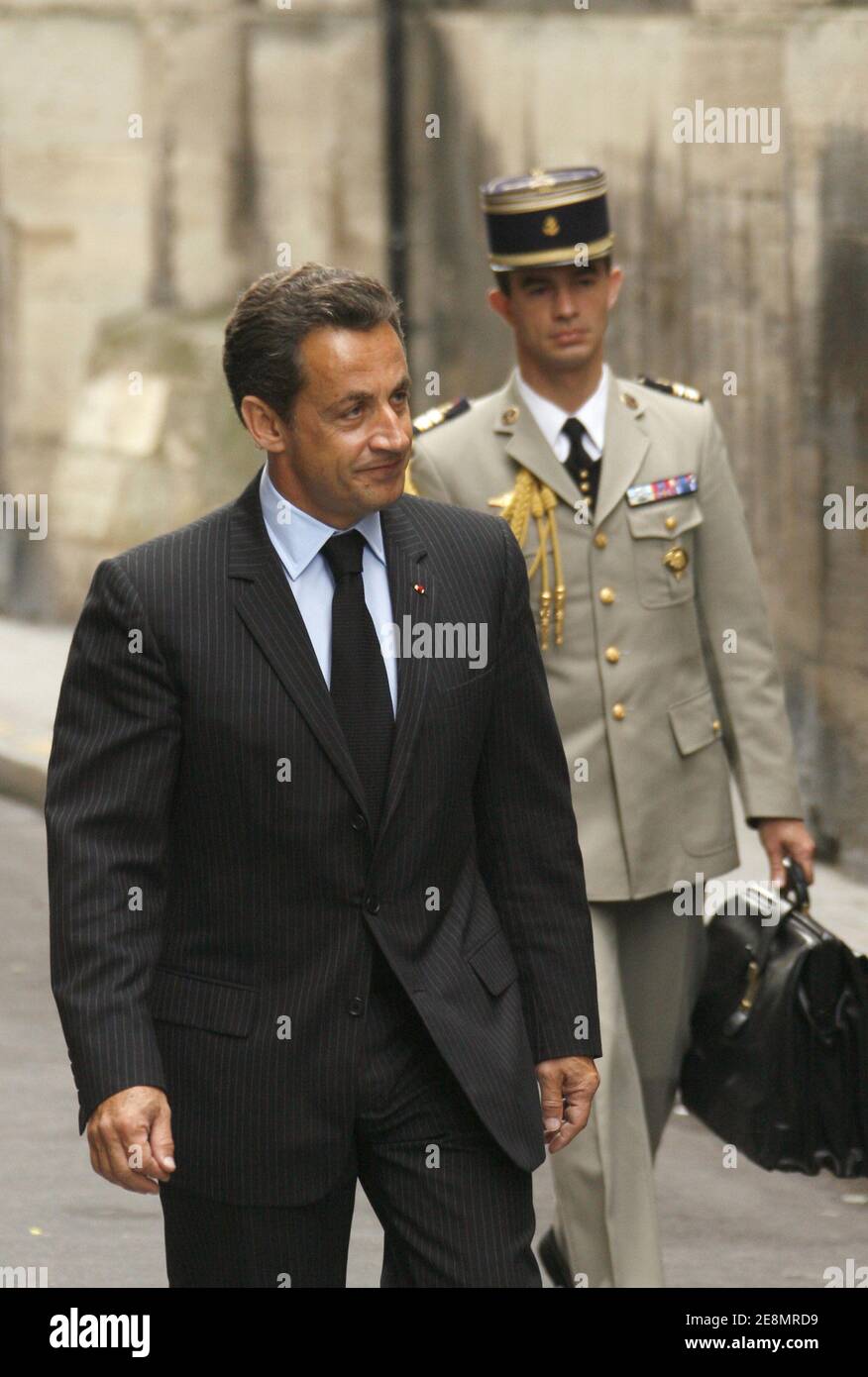 President Nicolas Sarkozy attends the funeral mass of Claude Pompidou ...